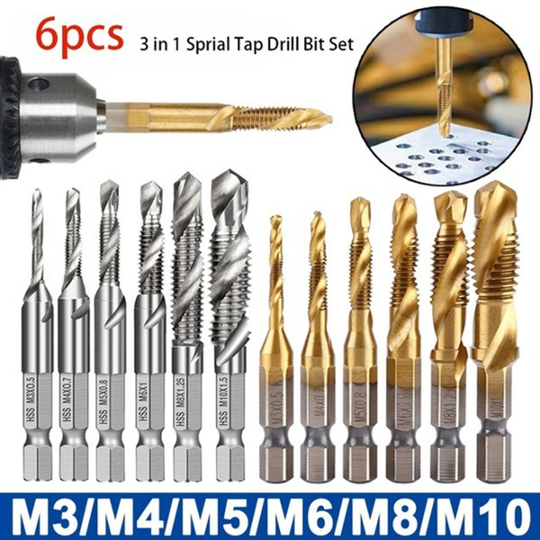 6 Piecesset Submarine Express 6pc Sm3 M10 Compound Tap Drill Bit Threaded Screw Crew Tap 14