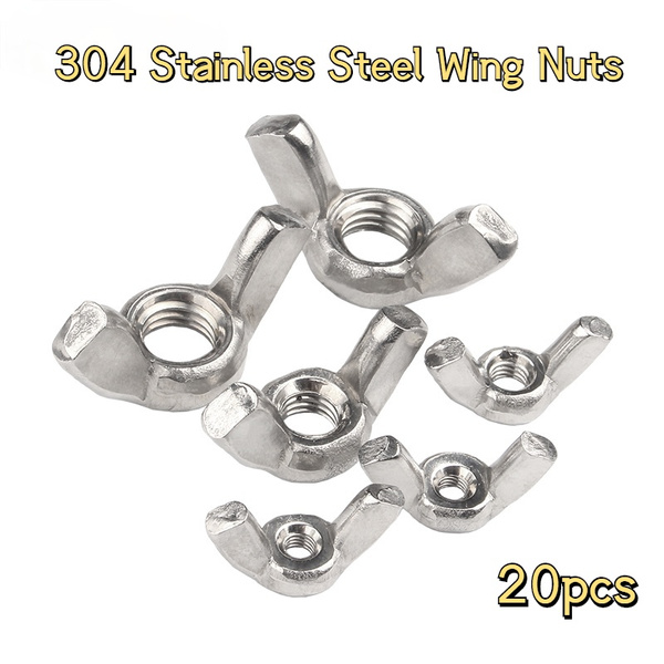 20pcs 304 Wing Nuts Stainless Steel Wingnut Butterfly Right Hand ...
