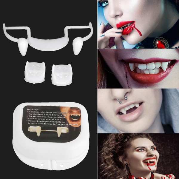 Retractable Halloween Cosplay Fangs Werewolf Teeth Fancy Dress Costume ...