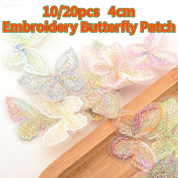 10/20pcs 4cm Embroidery Butterfly Patch DIY Handmade Material Clothing ...