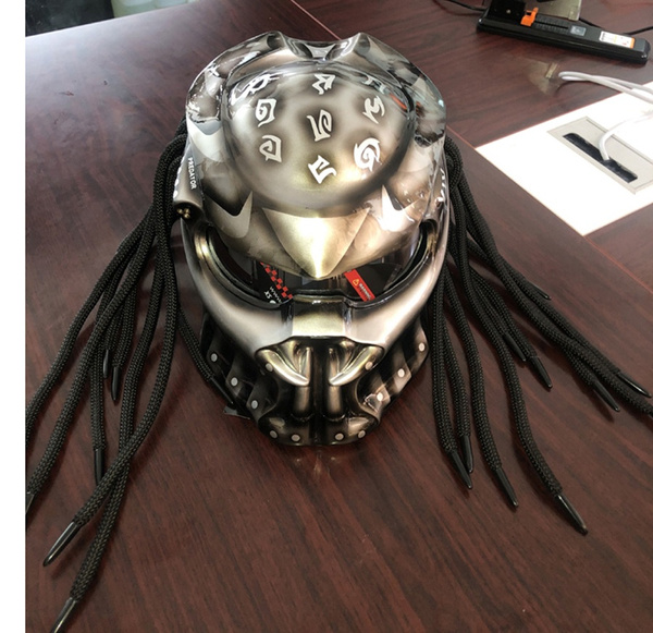 New full face motorcycle helmet silver black domineering warrior ...