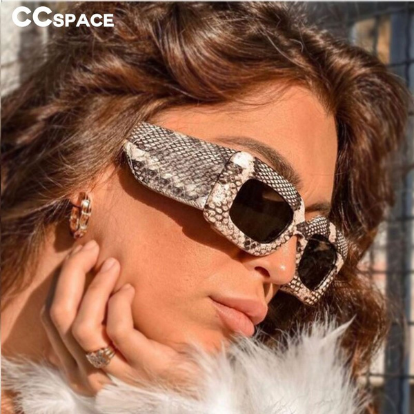 53026 Snake Skin Brown Python Sunglasses Women Vintage Rectangle Brand ...