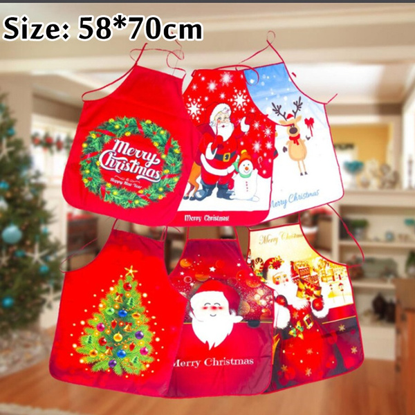 6Styles Santa Apron Adult Men and Women Party Decoration Kitchen ...