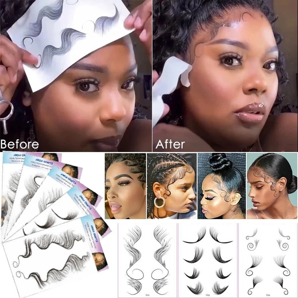 5 Types Hairline Tattoo Stickers Waterproof Hair Edge Temporary Tattoo ...