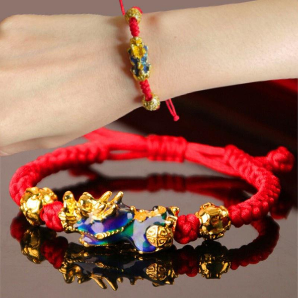 Adjustable Braided Lucky Red String Rope Feng Shui Pixiu Bracelet ...