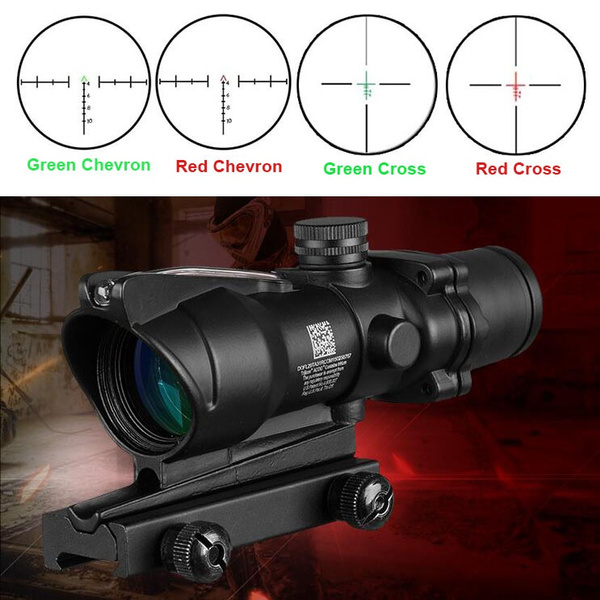 4X32 Scope Sight Real Fiber Optics Green/Red Illuminated Crosshair ...