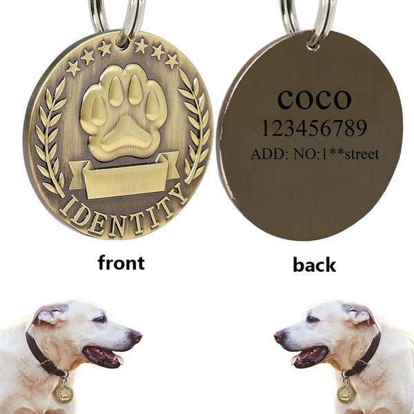 Bronze Footprints Pet Collar Dog Id Cards Laser Engraving Pendants ...