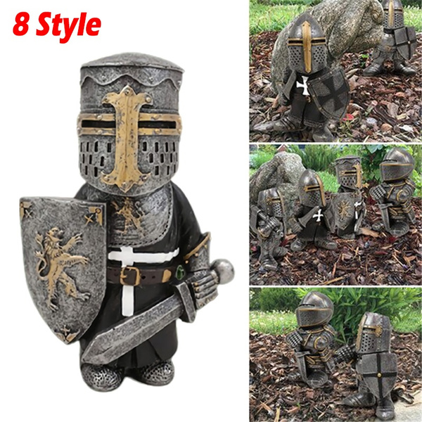 Garden Knight Statue Dwarf Protection Armor Miniature Knights Sculpture ...