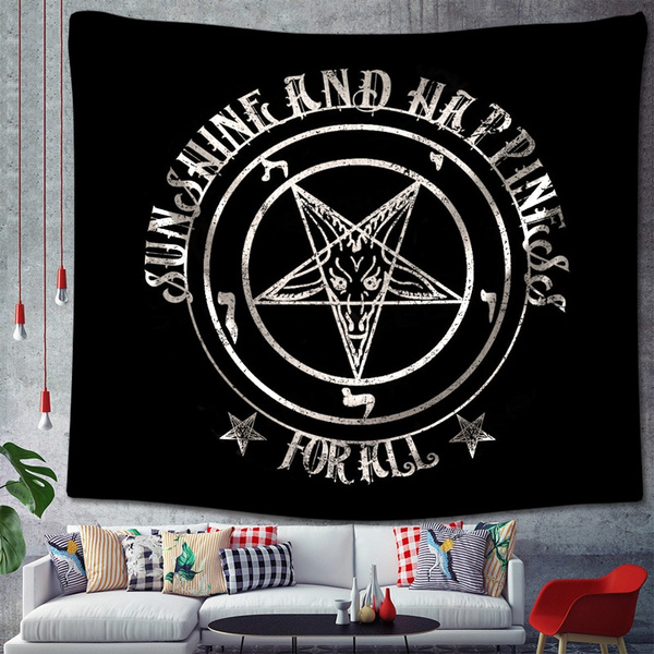 Sigil Of Lucifer Wall Art Tapestry Baphomet Goat Head Devil Horns ...