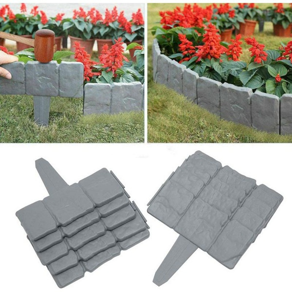 Imitation Stone Fence Garden Plastic Fence PP Foldable Splicing Fence ...