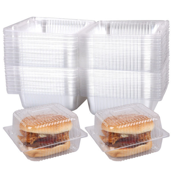 100pcs Clamshell Take Out Tray Plastic Hinged Food Containers ...