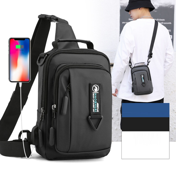 Men Small Cross body Backpack Shouler Chest Bag 4 Uses Nylon Rucksack ...