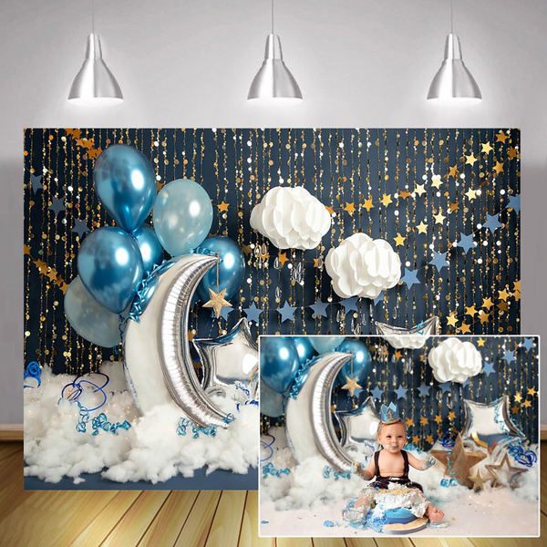 Birthday Photography Backdrop Photo Studio Balloons Golden Twinkle Star ...