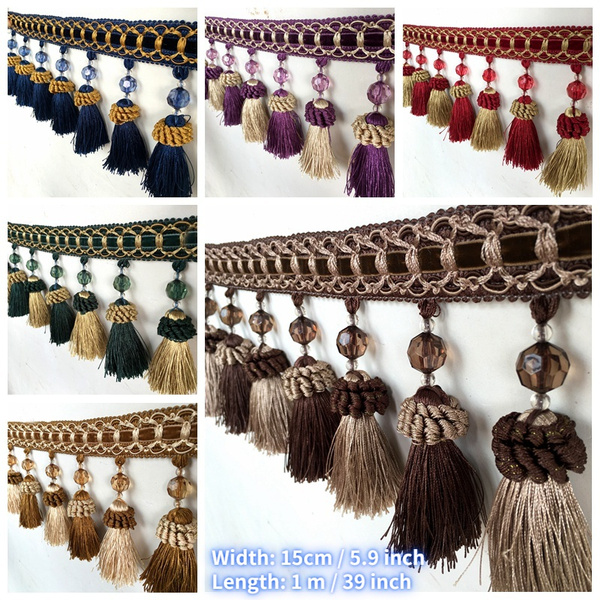 Beaded Tassel Trim Curtain Cushion Fringe Edge Trimming DIY Sewing ...