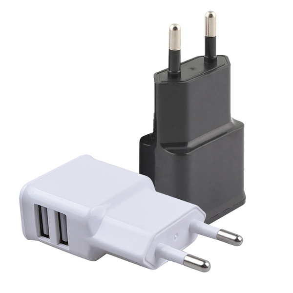 USB Wall Charger 5V/2A Dual Port USB Cube Power Adapter Charger Plug ...