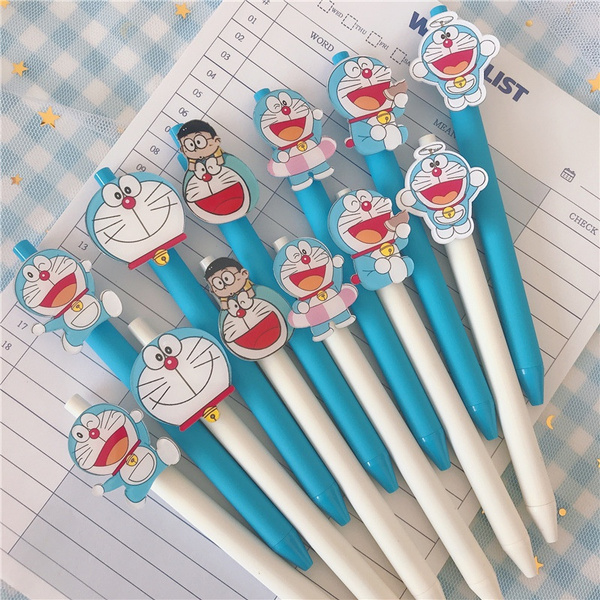 Cute Doraemon Retractable Gel Pen Set 0.5mm Black Ball Point ...