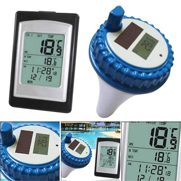 Solar Wireless Pool Thermometer Digital In Outdoor Swim SPA Pond Spa ...