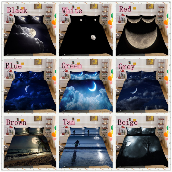 3D Moon Comforter Set Deep Moon and Stars Prints Galaxy Bedding Set ...