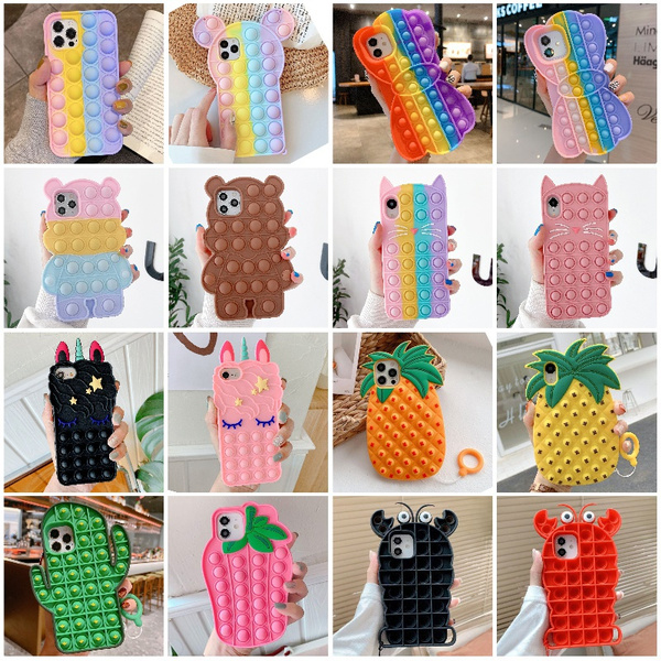 Pop Fidget Reliver Stress Toys Rainbow Phone Case For IPhone/Huawei ...