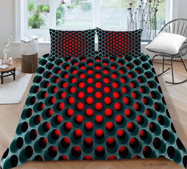 3D Stereoscopic Dense Hole Printed Duvet Cover Set with Pillow Sham ...