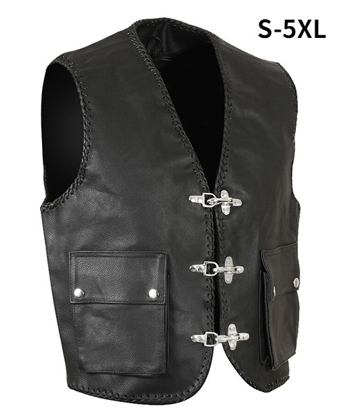 Plus Size Men Motorcycle Leather Vest Cowl Vest Biker Chopper Rocker ...