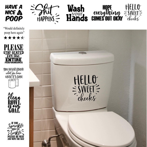 Hot Funny Toilet Stickers Bathroom Quotes Sticker Toilet Seat Wall Tile ...