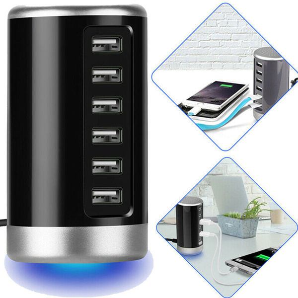 Tower Desktop USB Hub Charger 6 Port Charging Station Smart ...