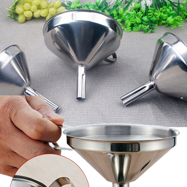 1 Piece Stainless Steel Funnel with Detachable Strainer for ...