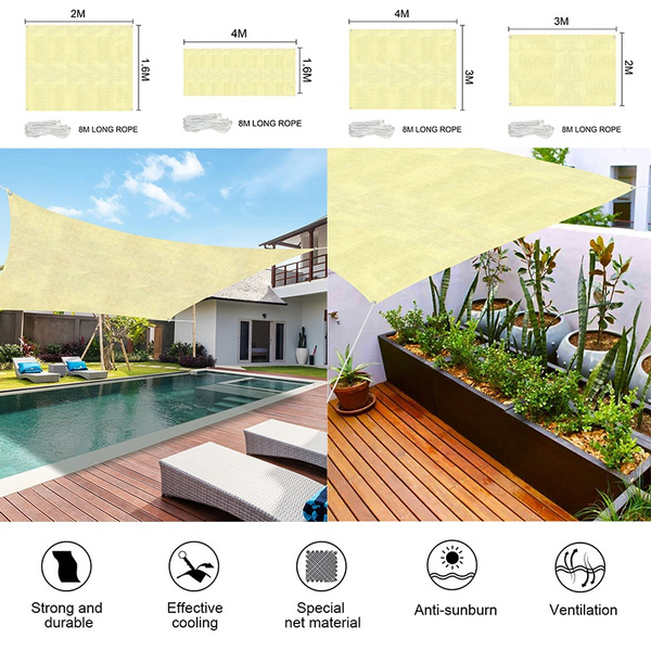 Sand Sun Shade Rectangular UV Awning Garden Terrace Swimming Pool ...
