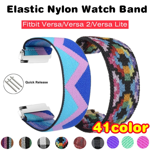 2022 Newest 41 Colors Elastic Loop Band Strap for Fitbit Versa/Versa 2 ...