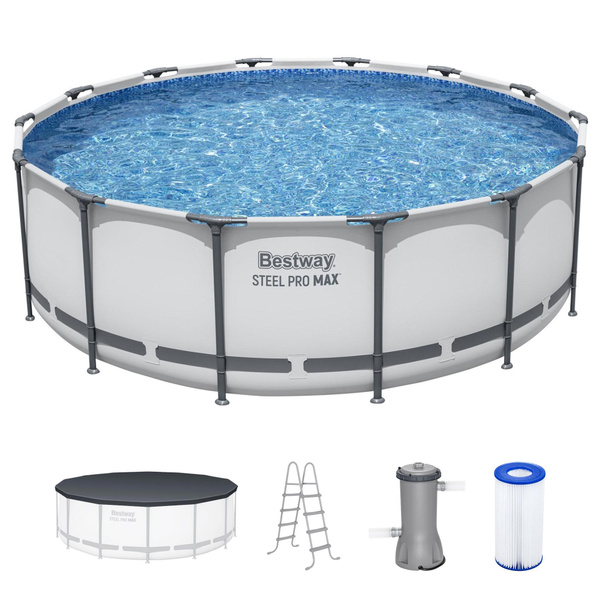 Bestway Steel Pro MAX 14'x48" Round Above Ground Swimming Pool with ...