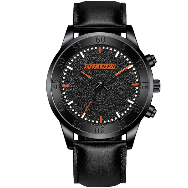 DIJANES Fashion Men's Simple Watch Luxury Sports Men's Watch Leather ...