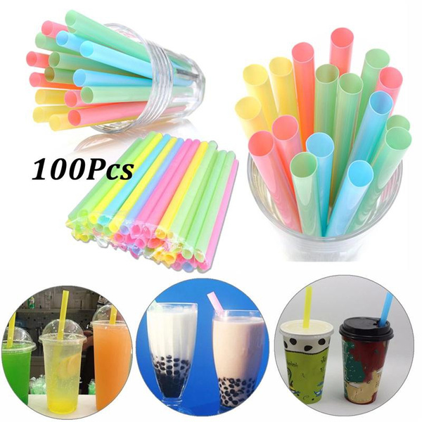 100 Pcs Colorful Large Wide-mouthed Drinking Straws for Bubble Milk Tea ...