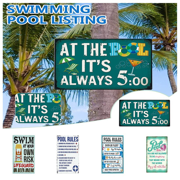 Swimming Pool Rules Signs,Retro Rustic Metal Pool Rules Art Wall Decor ...