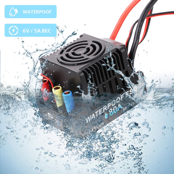 Waterproof 80A Short Wire Brushless ESC for 1/10 Scale RC Car Model ...