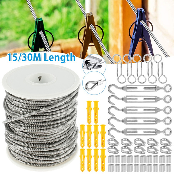 15M/30M Stainless Steel PVC Coated Flexible Wire Rope Soft Cable ...