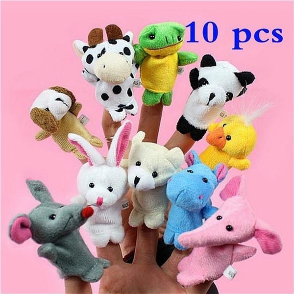 10 Pcs/Set Finger Puppets Cute Soft Plush Cartoon Cute Animals People ...