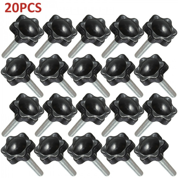 New 20Pcs/Set Black M6 x 40mm Plastic Star Head Thread Screw Bolts ...