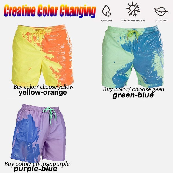 Water and heat color-changing swimming trunks men's large-size ...