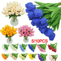 5/10Pcs Artificial Tulip Flower Real Touch Artificial Silk Bridal ...