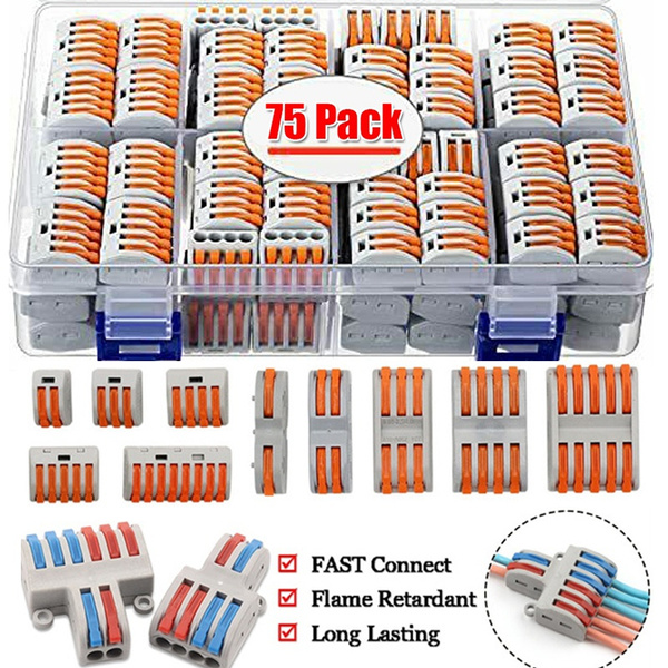 75pcs Electrical Wire Connector Push-in Terminal Block Universal Fast ...