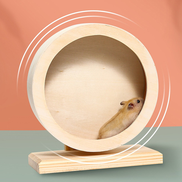 Hamster Roller Wheel Natural Wood Play Toys Chinchilla Guinea Pig ...