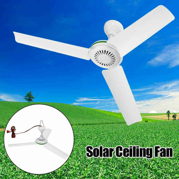 DC12V 6W Solar Powered Ceiling Fan Plastic 3 Leaves Air Conditioning ...