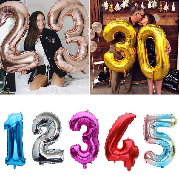 Number Ballon 32 inch Aluminum Helium Foil Balloons for Birthday Party ...