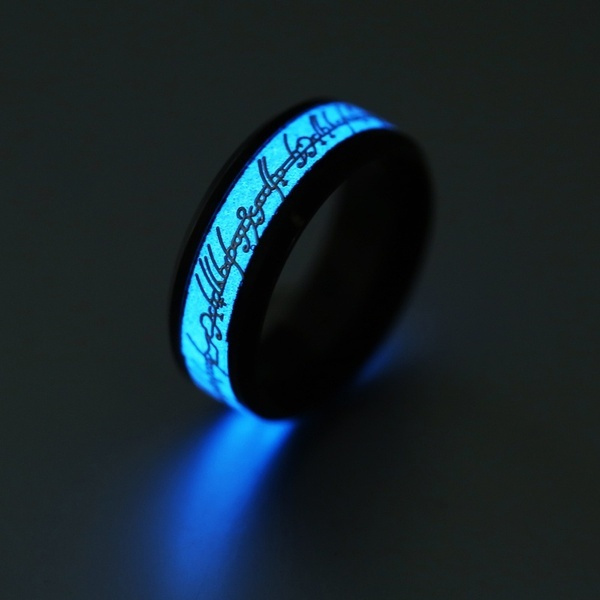 New Stainless Steel Glow In the Dark Lord of Ring for Men Blue Yellow ...
