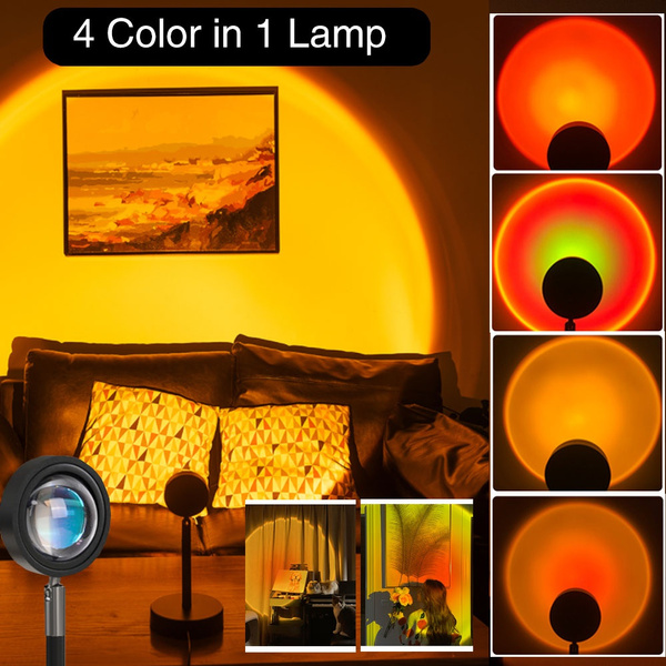 USB Sunset Projection Night Lights Sun Projection Desk Lamp for Bedroom ...