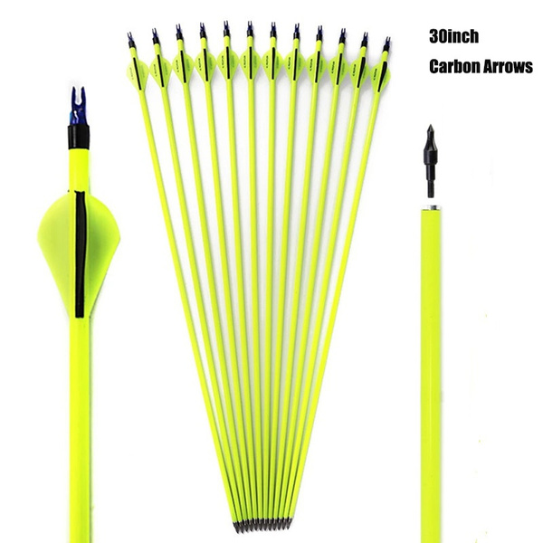 30 Inch Spine 500 Carbon Arrows Fluorescent Green Arrows for Compound ...