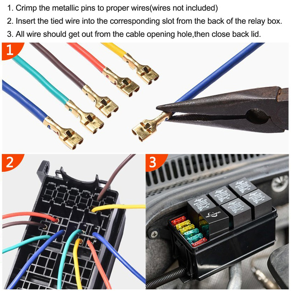 Automotive Accessories 12V for Car Metallic Pins 6 Relays Blade Fuse ...