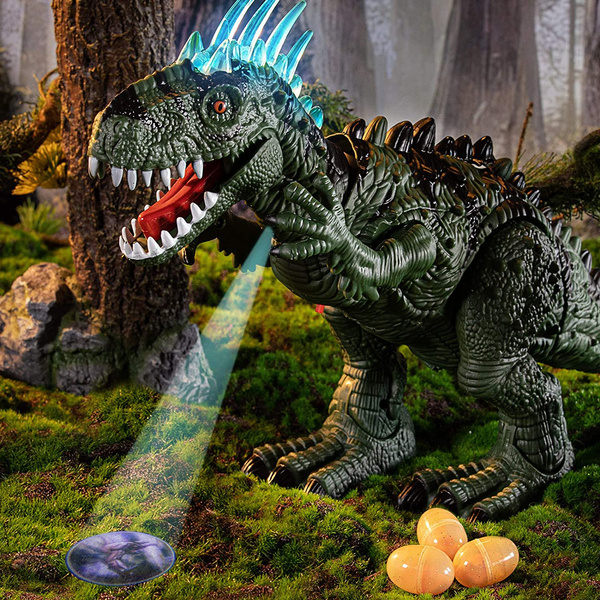 TEMI Electronic Walking Dinosaur with Projection, Flashing Horns and ...