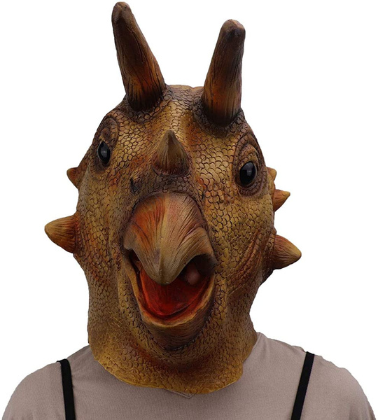 ifkoo Triceratops Head Mask Raptor Dinosaur T-rex Mask Animal Latex ...